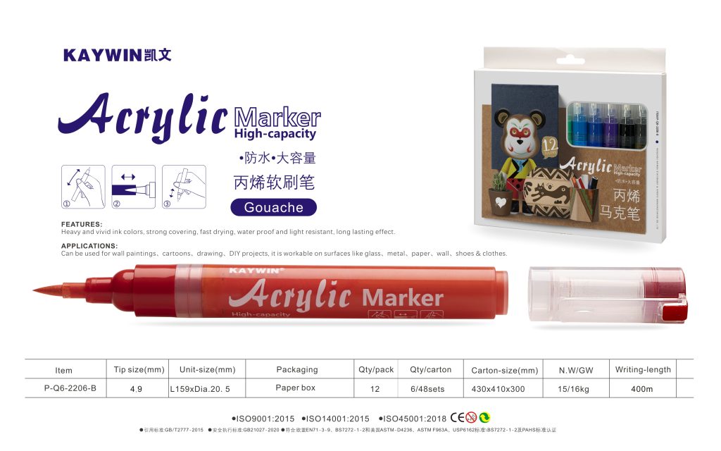 Manufacturer, Wholesale of #P-Q6-2206-B Acrylic Marker
